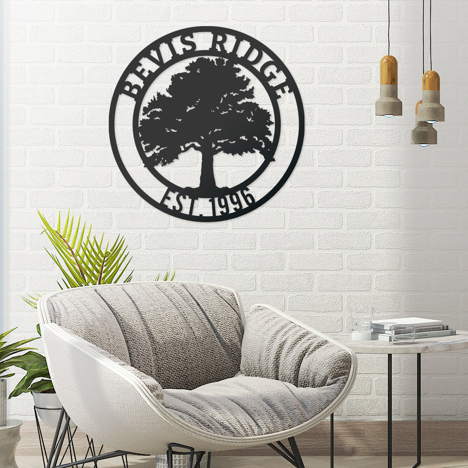 Oak Tree Monogram – Steel Décor